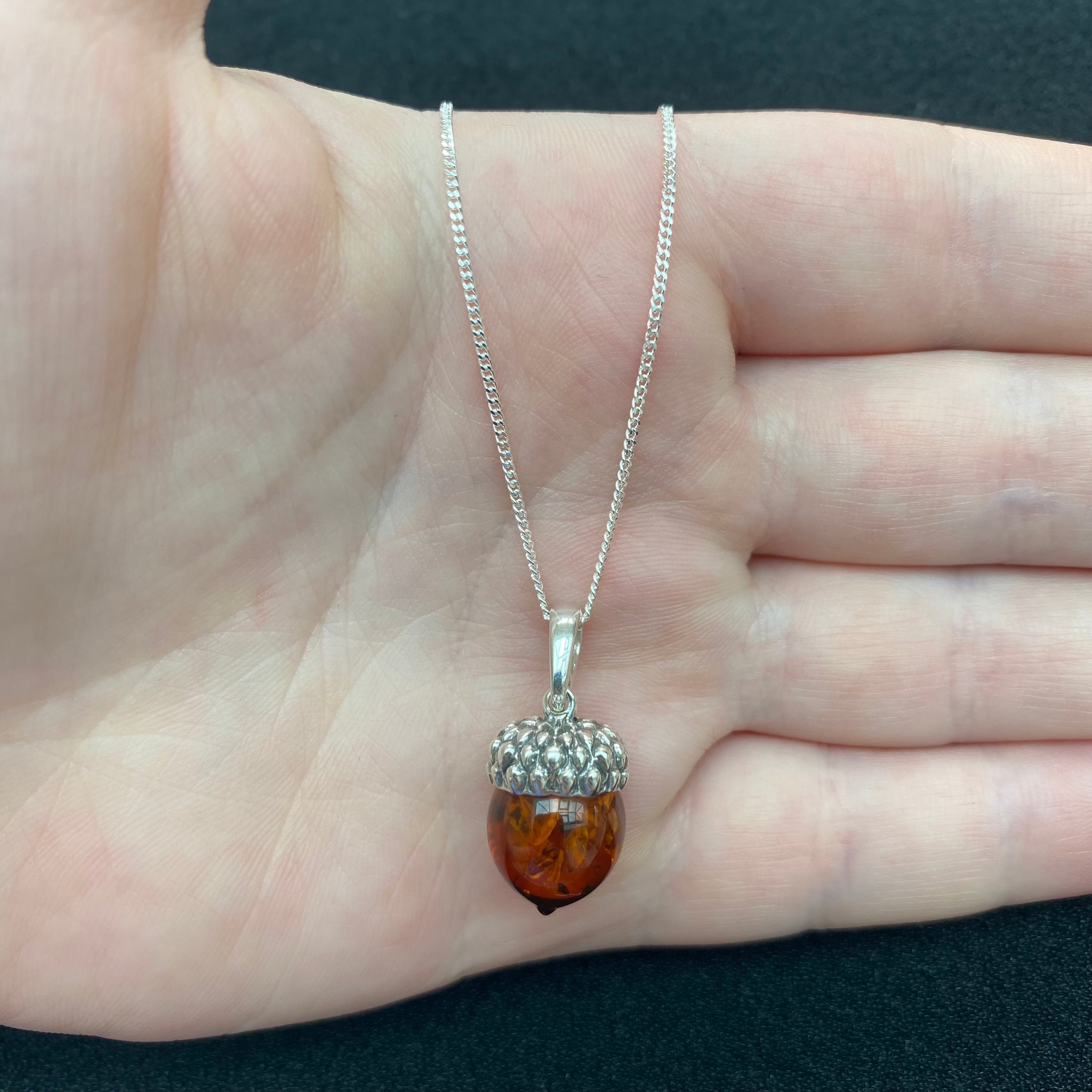 Amber acorn necklace